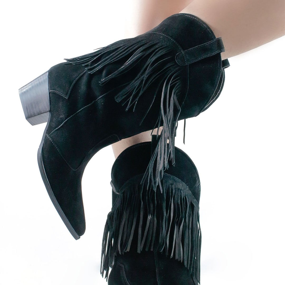 Bota franjas Siena Preto Preto
