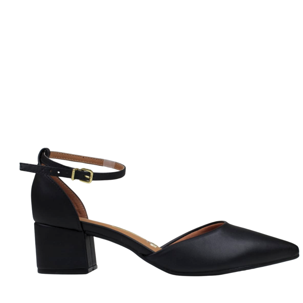 Sapato Feminino Salto Baixo Grosso Bico Fino Vizzano 1220317 Preto