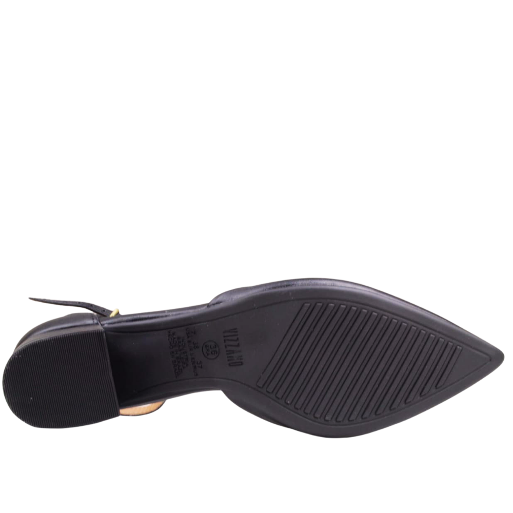 Sapato Feminino Salto Baixo Grosso Bico Fino Vizzano 1220317 Preto