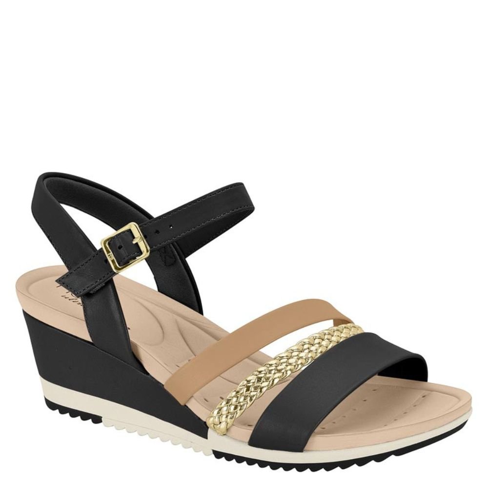 Sandália Feminina Anabela Conforto com Fivela Modare 7123147 Preto