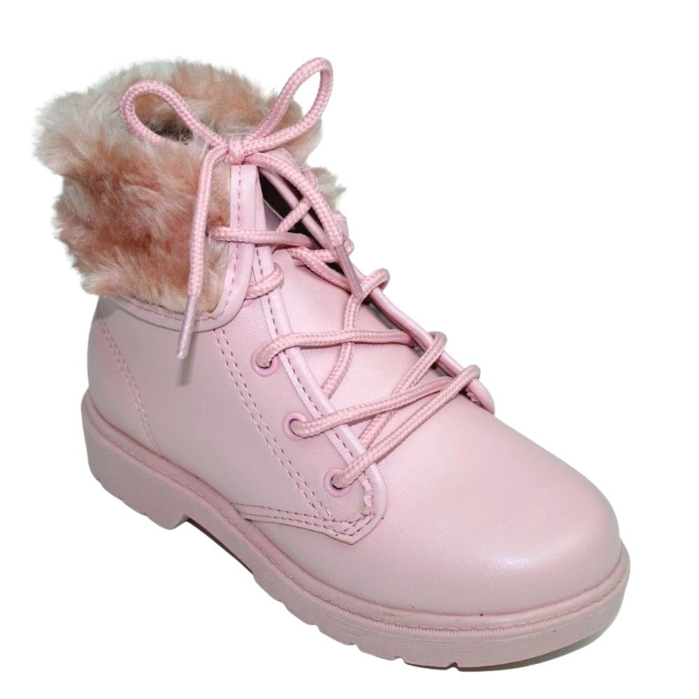 Bota Infantil Cano Curto Pelinhos Menina Molekinha 2164.117 Rosa