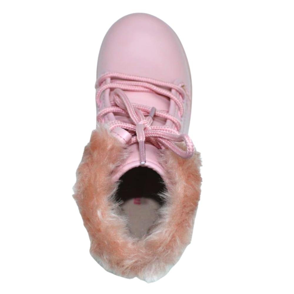 Bota Infantil Cano Curto Pelinhos Menina Molekinha 2164.117 Rosa