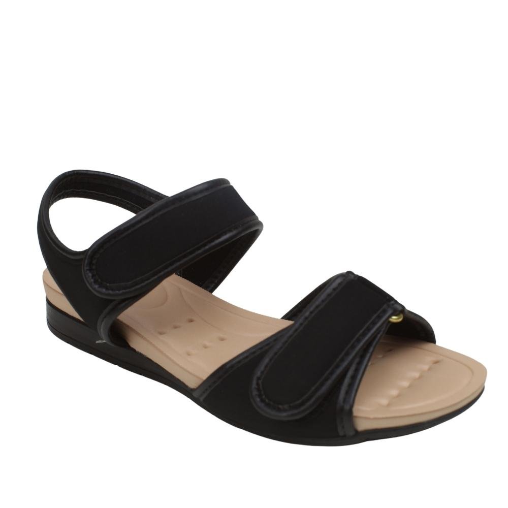 Sandália Feminina Velcro Macia Confortável Modare 7113.207 Preto