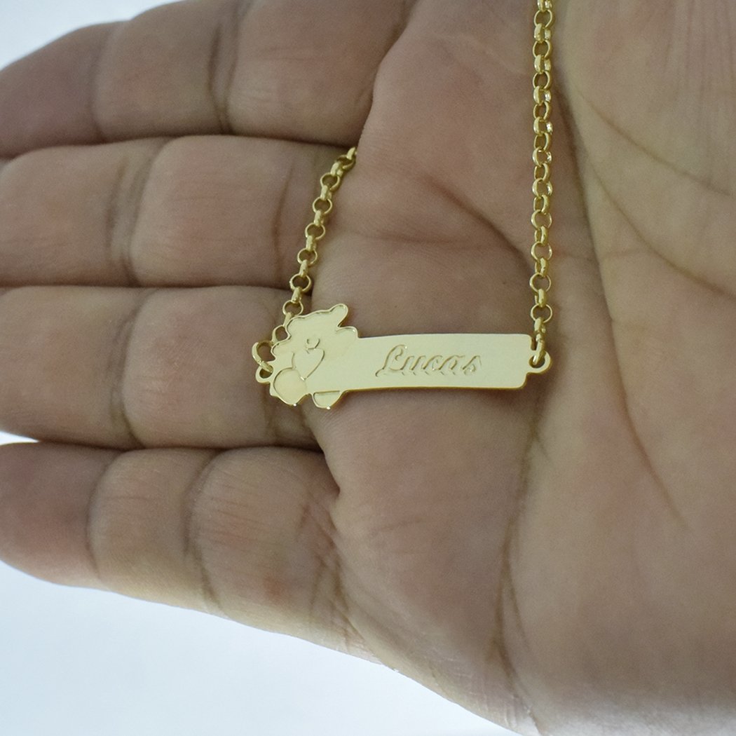 Pulseira Feminina Nome Lucas Banhada Ouro 18K -1080125 Único
