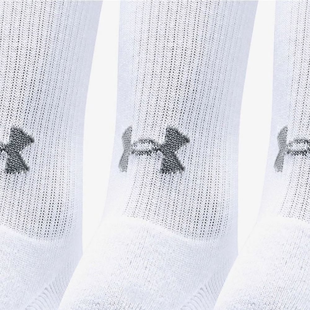Kit Meia Under Armour Cano Alto Heatgear Crew Unissex Branco