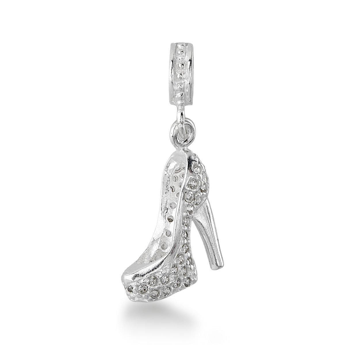 Berloque Sapato Scarpan de Luxo com Zircônias Cristais em Prata 925 Prata