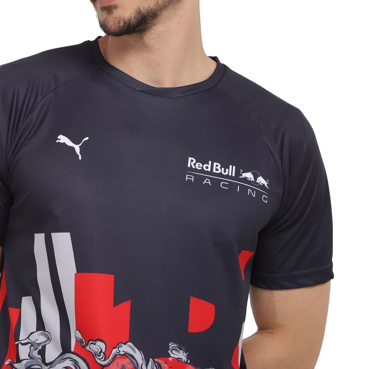 Camiseta Puma Red Bull Double Masculina 536021-01 Preto
