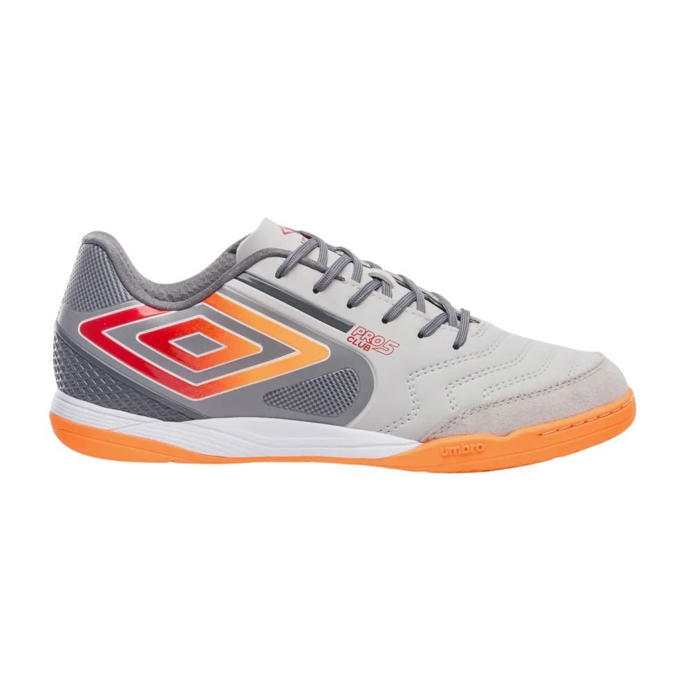 Chuteira Umbro Futsal Pro 5 Bump Club Masculina U01FB042-886 Cinza/Laranja