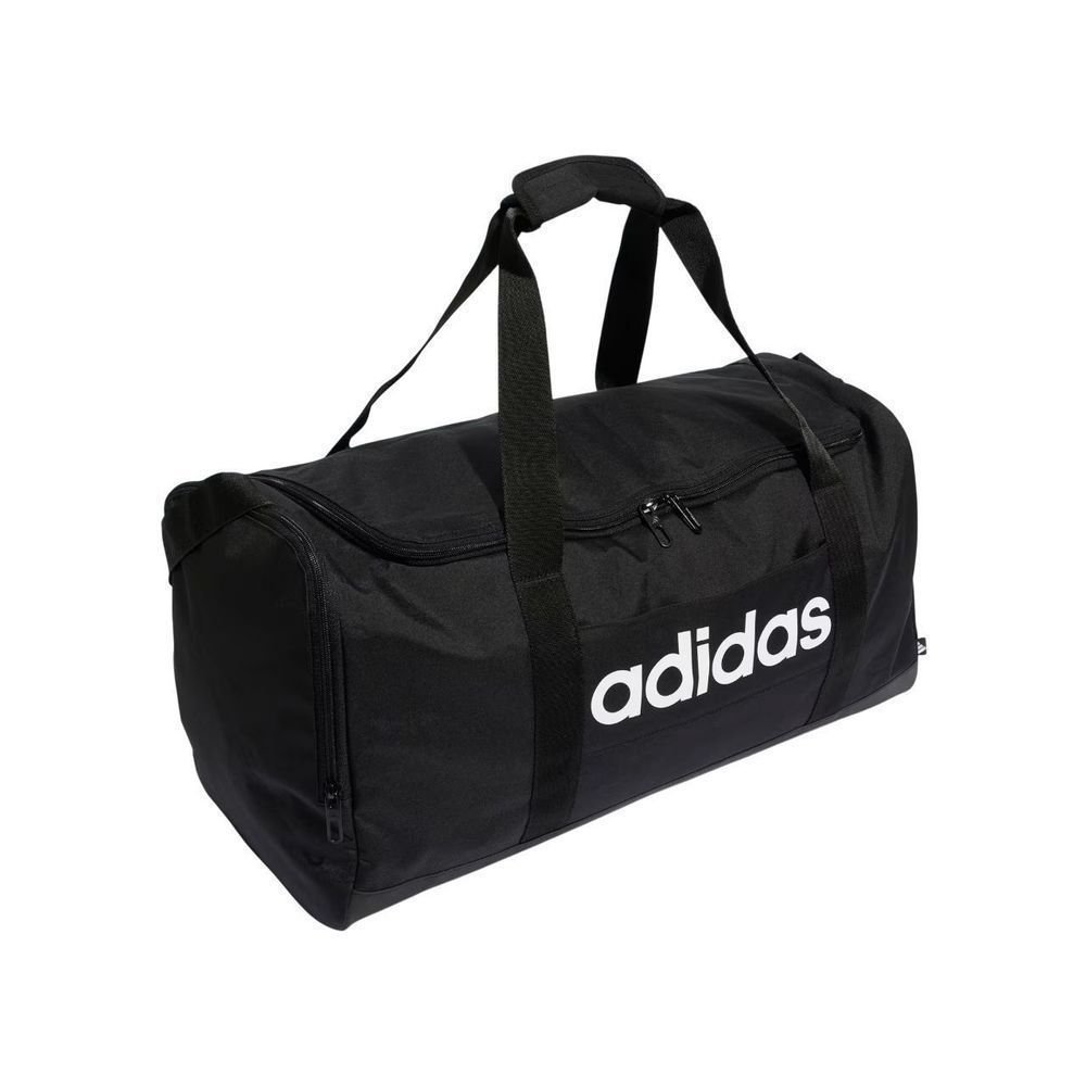 Mala Adidas Duffel Linear M Unissex JD9555 Preto/Branco