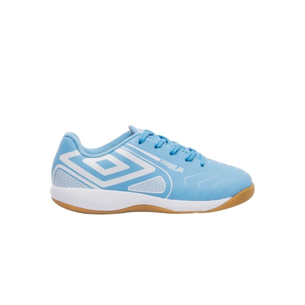 Chuteira Juvenil Umbro Futsal Pro 5 Jr U07FB00092-332 Azul Claro/Branco