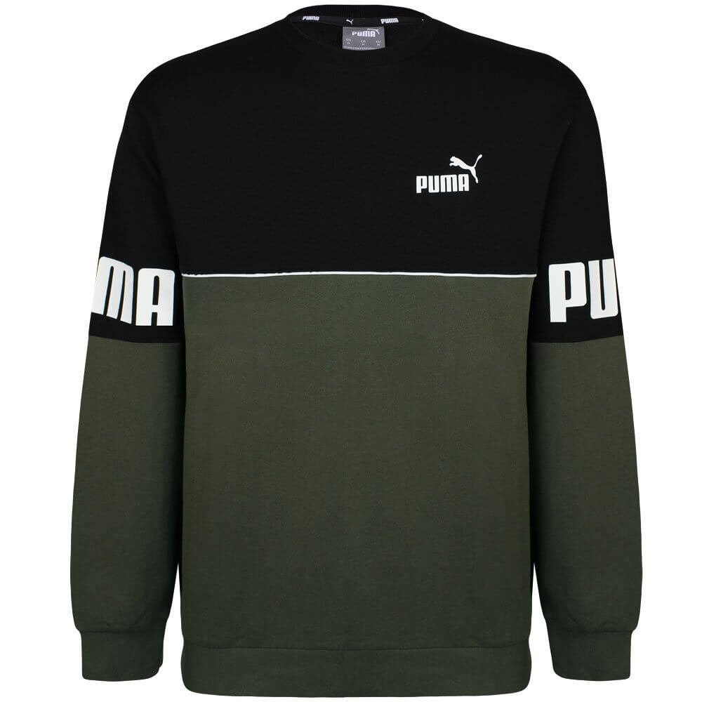 Moletom Puma Power Colorblock Crew Masculino Verde