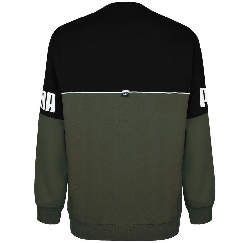 Moletom Puma Power Colorblock Crew Masculino Verde