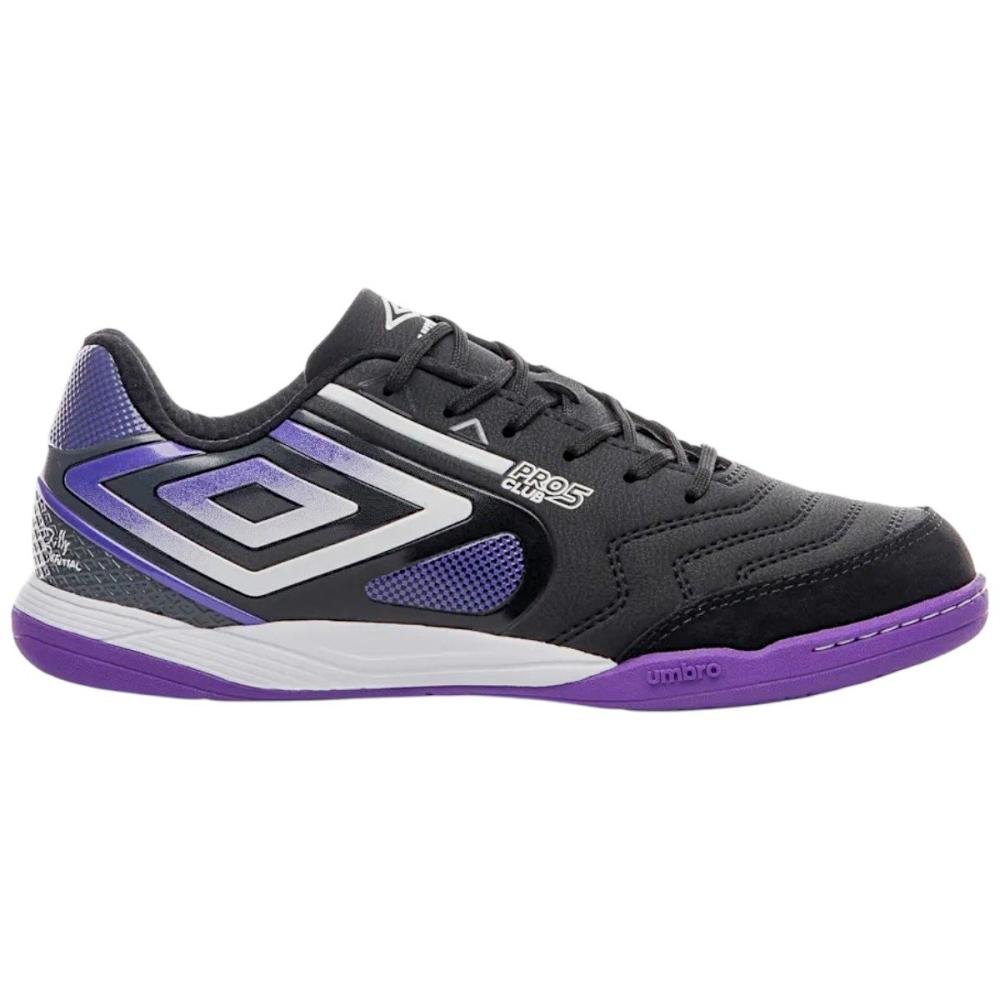 Tênis Futsal Umbro Pro 5 Bump Club Billy Masculino Preto/Roxo