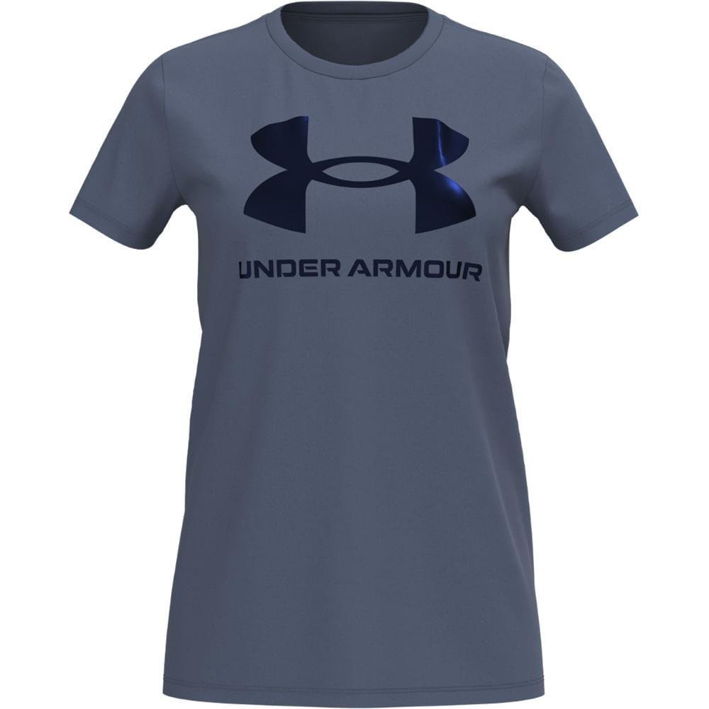 T-Shirt Feminina Under Armour Logo Algodão Treino Academia Cinza