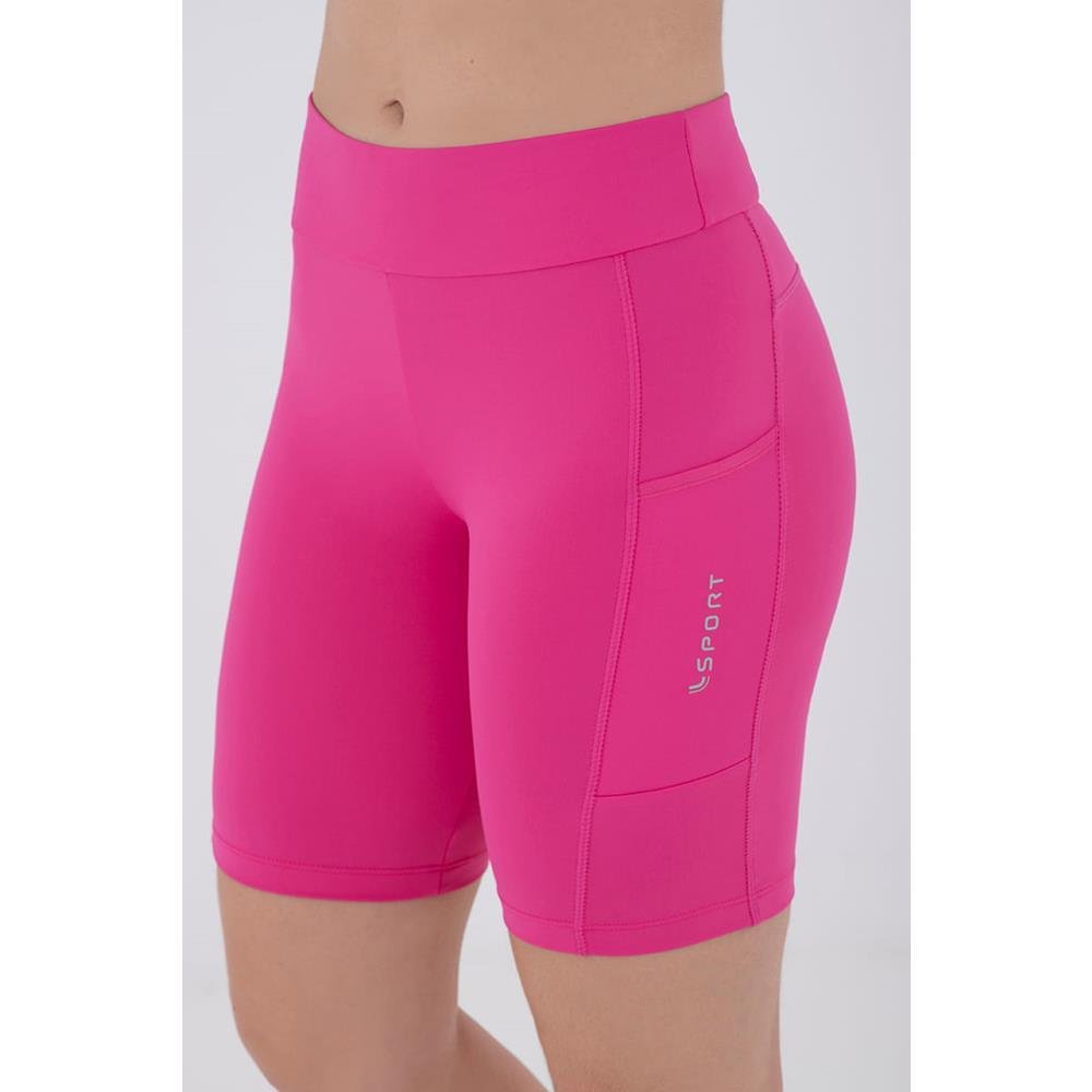 Bermuda Running Lupo Feminina Bolso Cós Elástico Fitness Rosa