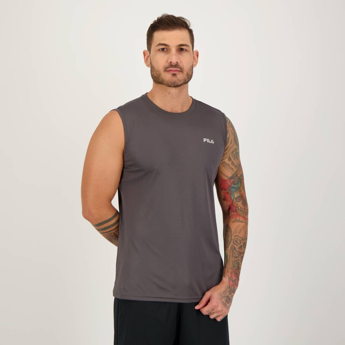 Regata Fila Basic Sports Cinza Escuro Cinza