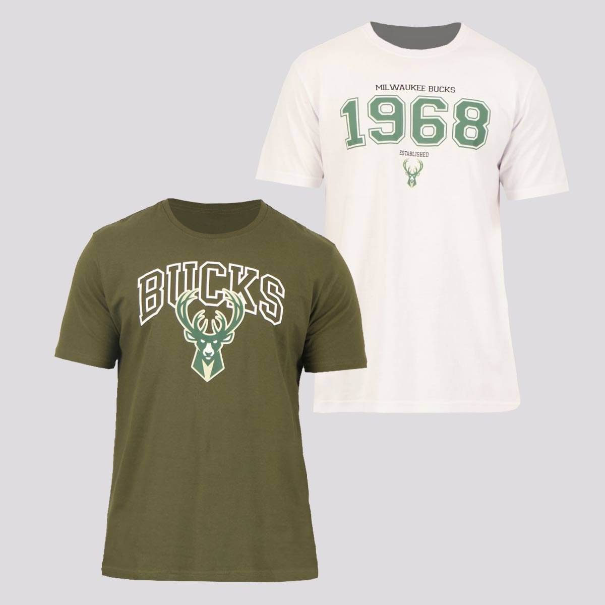 Kit de 2 Camisetas NBA Milwaukee Verde e Branca Multicores