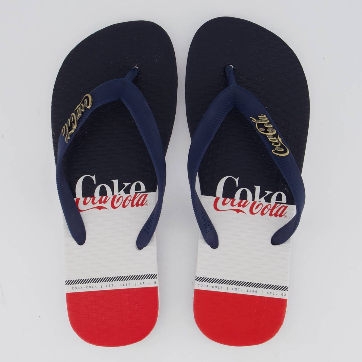 Chinelo Coca Cola Medley Colors II Branco e Marinho Azul