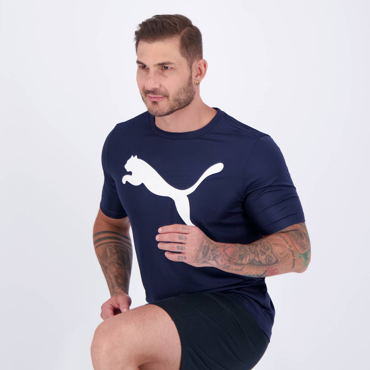Camiseta Puma Active Big Logo Azul Marinho Marinho