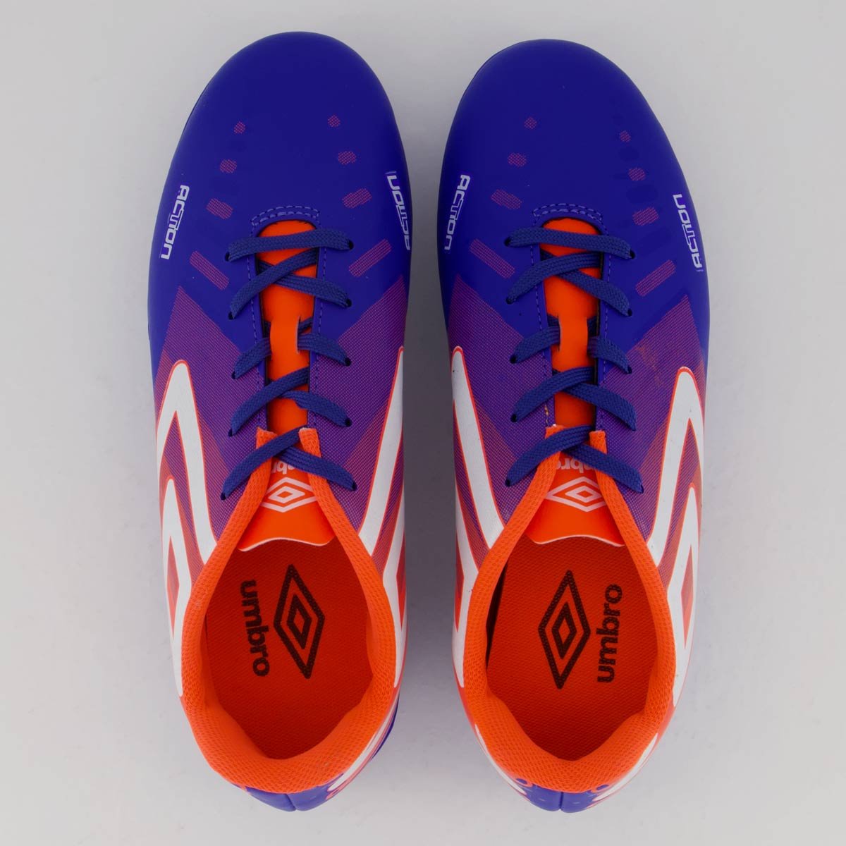 Chuteira Umbro Action Campo Azul e Laranja Azul/Laranja