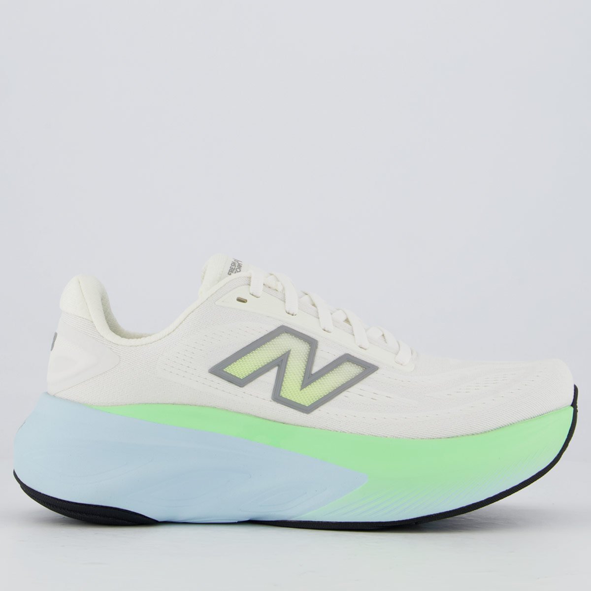 Tênis New Balance Fresh Foam X More V6 Feminino Off White e Verde White ...