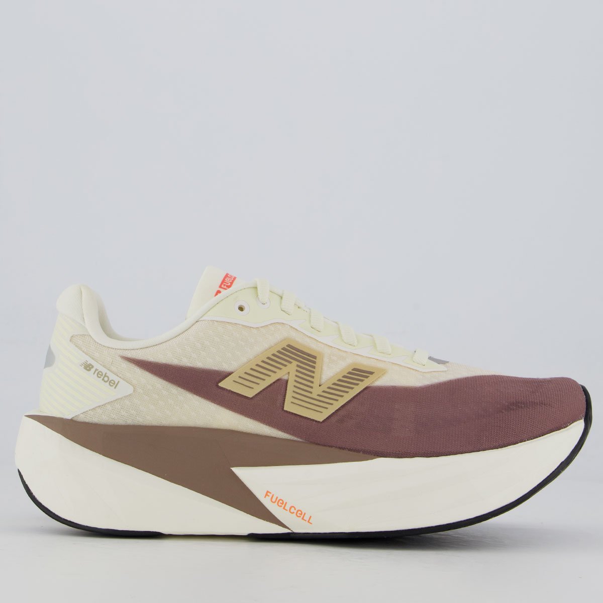 Tênis New Balance Fuelcell Rebel V5 Off White e Marrom White/Marrom