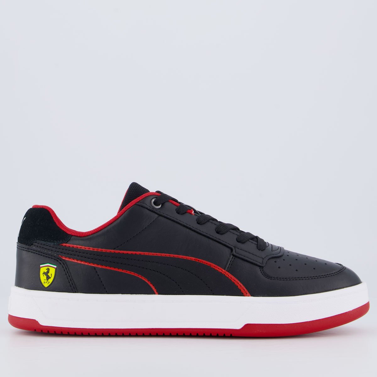 Tênis Puma Ferrari Caven 2.0 Preto e Branco Preto/Vermelho