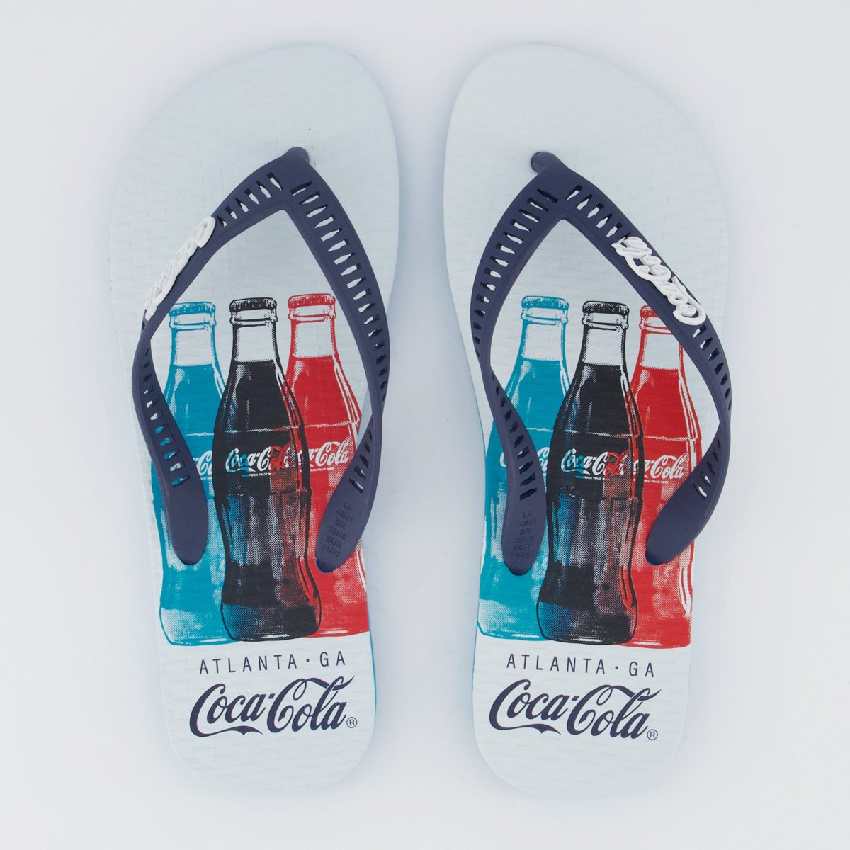 Chinelo Coca Cola Bottle Dimension Turquesa e Marinho Azul Marinho