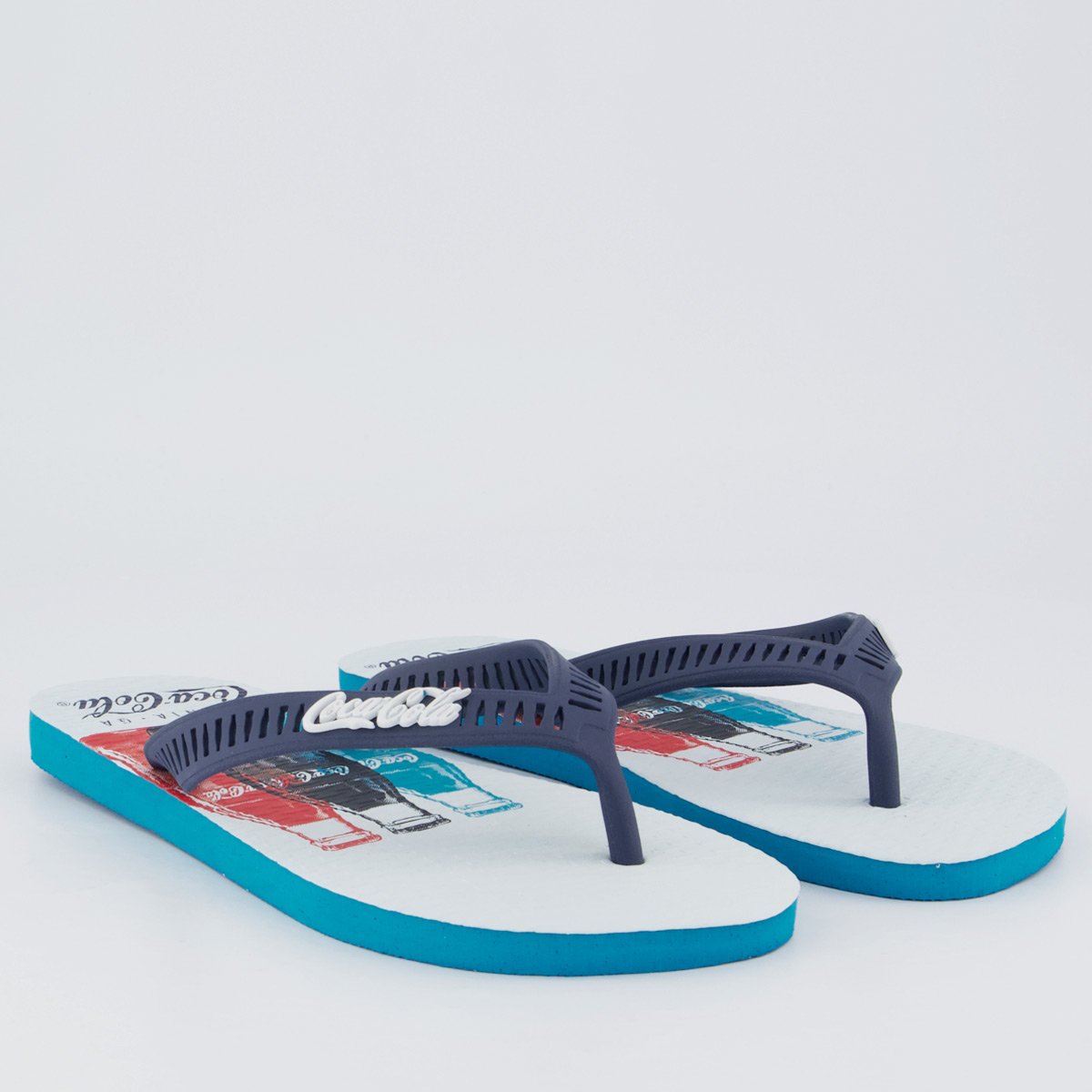 Chinelo Coca Cola Bottle Dimension Turquesa e Marinho Azul Marinho
