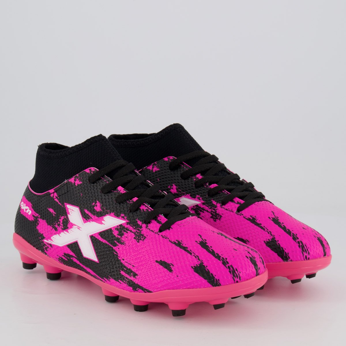 Chuteira Oxn Fusion Grip 3 Neo Campo Rosa Rosa
