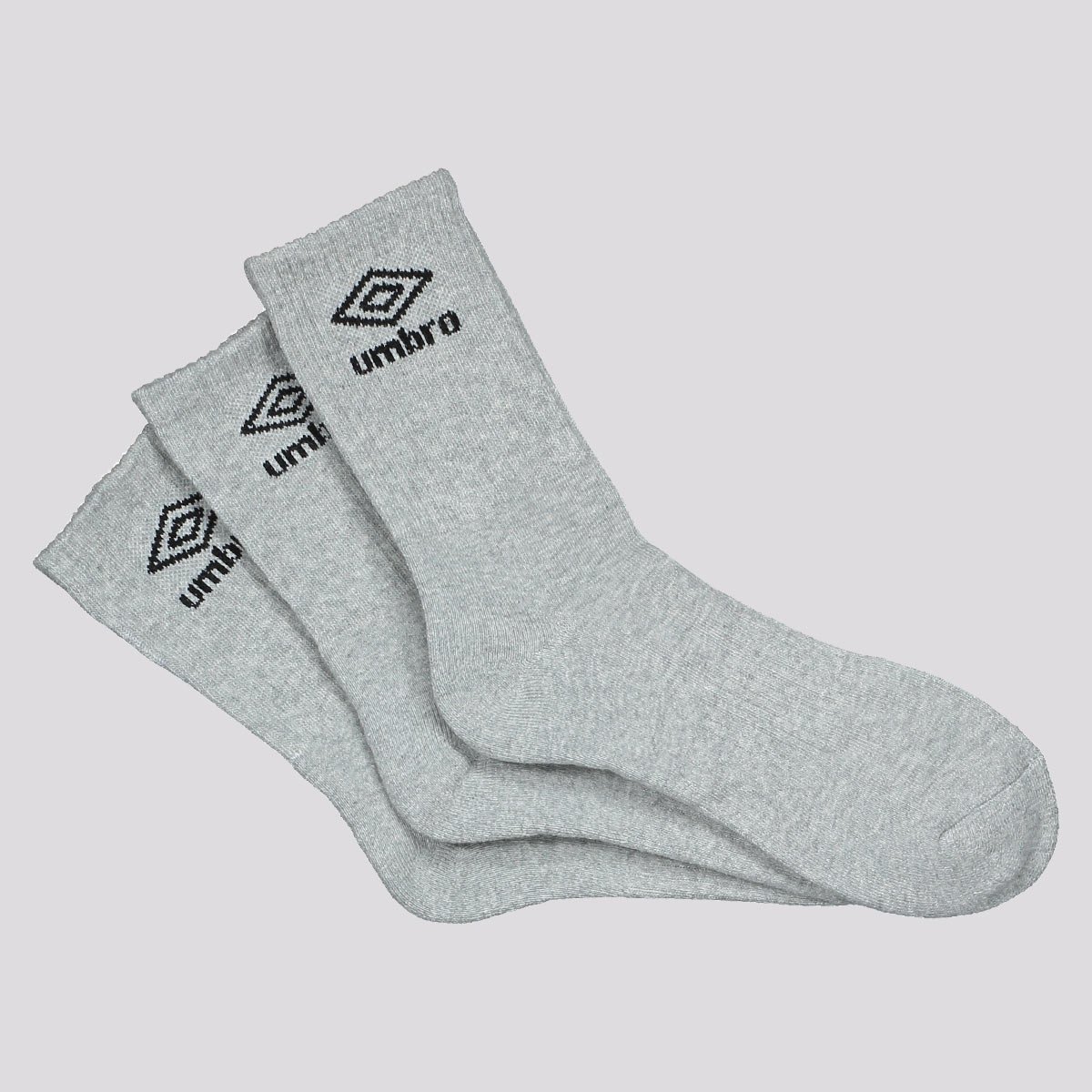 Kit Meia Umbro Tripack 3 Pares Cano Alto Cinza Cinza