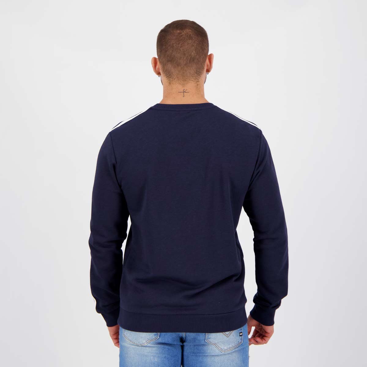 Moletom Adidas Essentials 3 Listras Marinho Azul