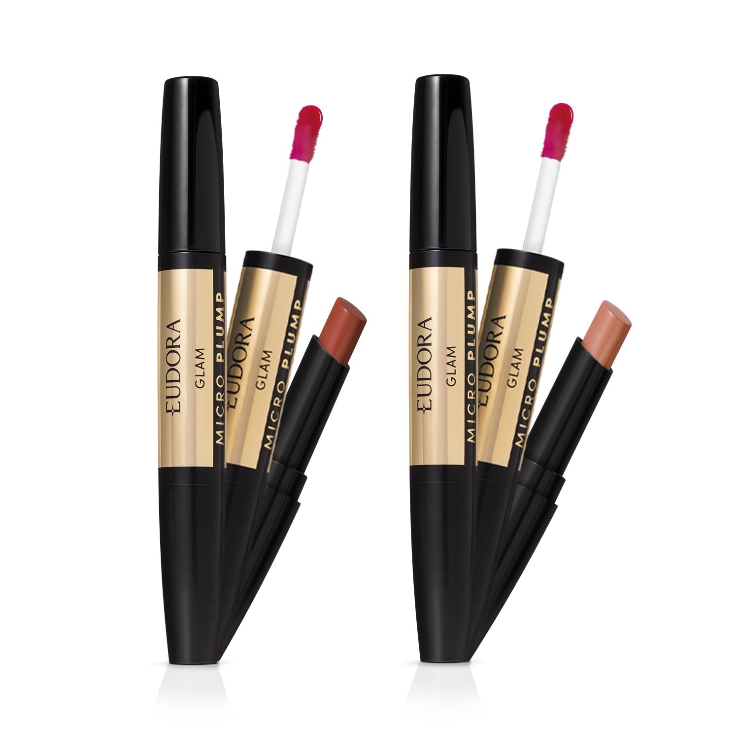 Combo Batom Duo Glam Micro Plump: Avelã Magnífico 1,8g + Terracota Retrô 1,8g ÚNICO