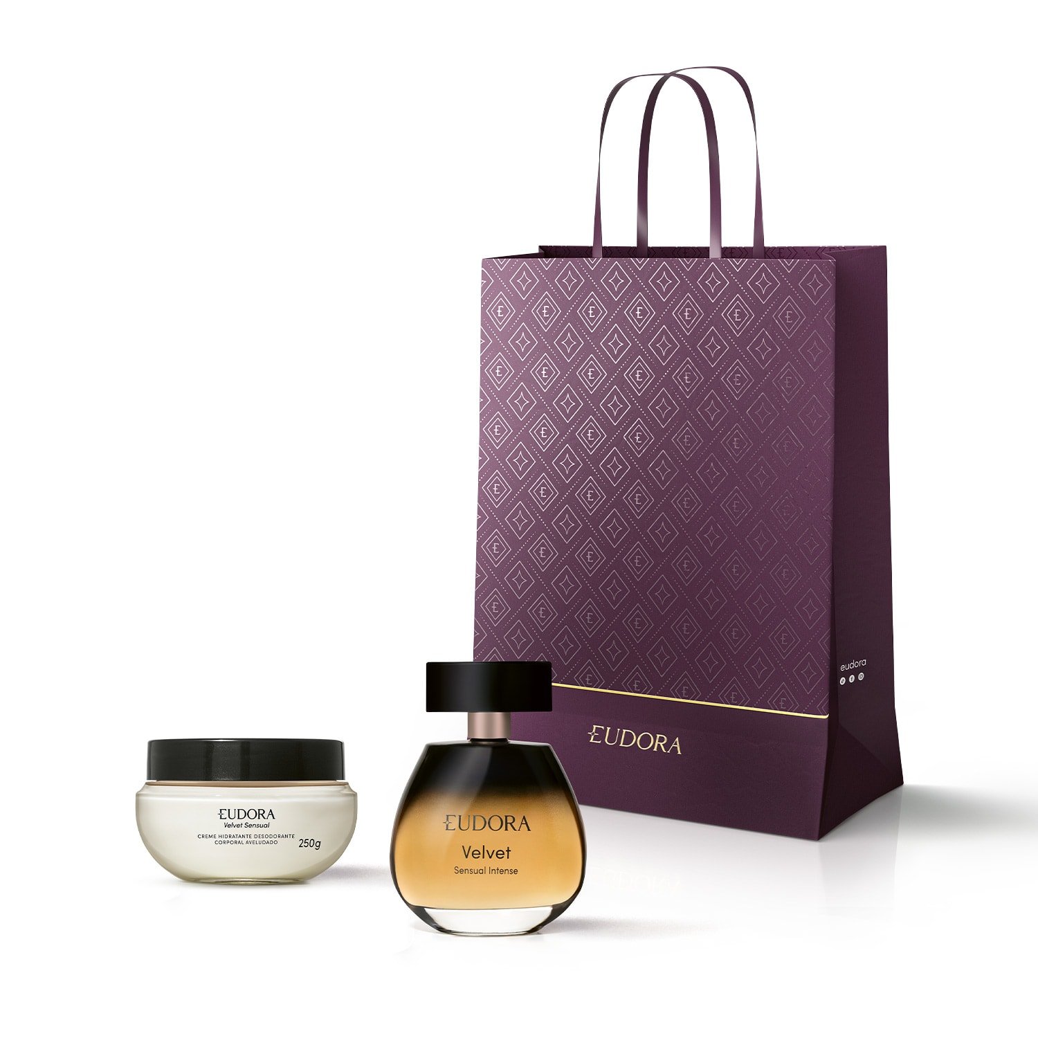 Combo Eudora Velvet Sensual Intense Desodorante Colônia 100ml + Creme Corporal Velvet Sensual ...