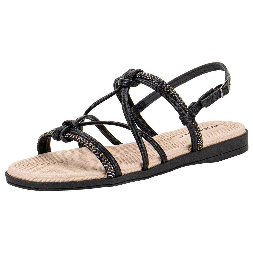 SANDÁLIA FEMININA FLAT PICCADILLY 513011 Preto