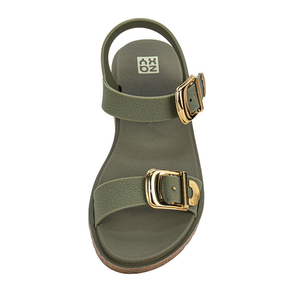 SANDÁLIA FEMININA FLAT RICH ZAXY 19200 Oliva/Dourado