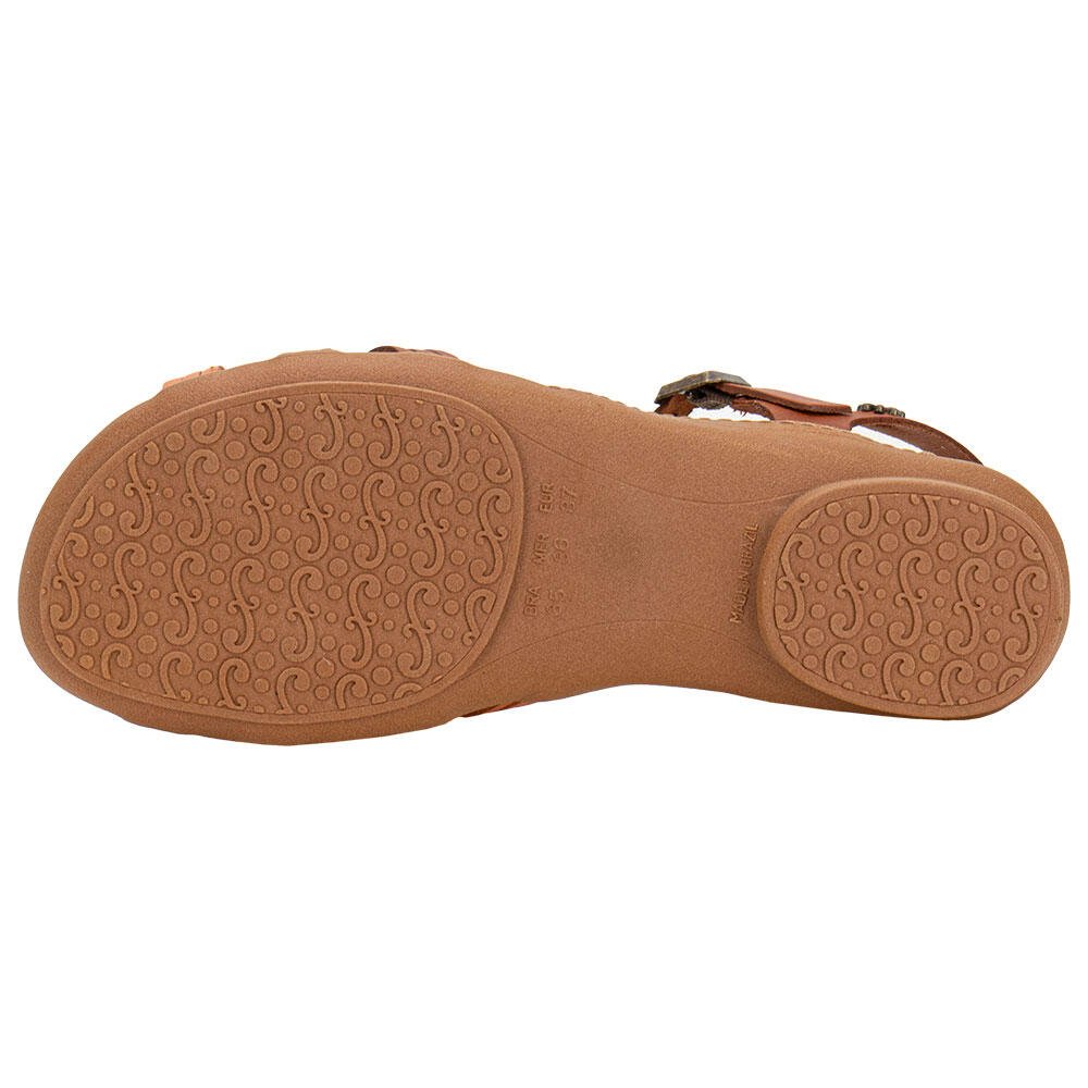 SANDÁLIA FEMININA FLAT NEW FACE 31402 Caramelo