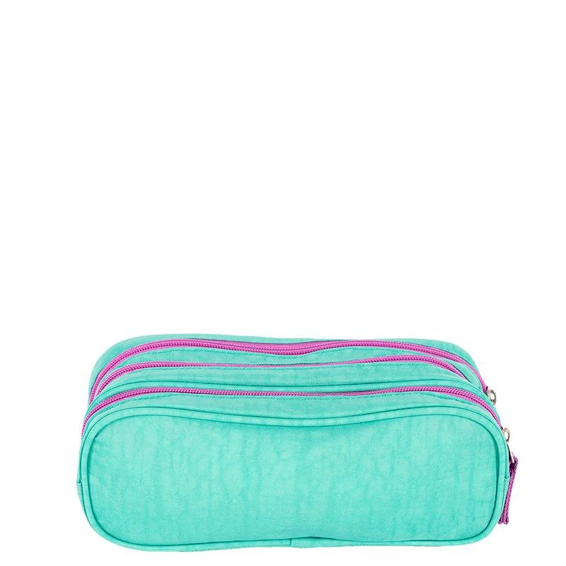 Estojo 3 Compartimentos Crinkle 2 Azul - Turquesa Verde