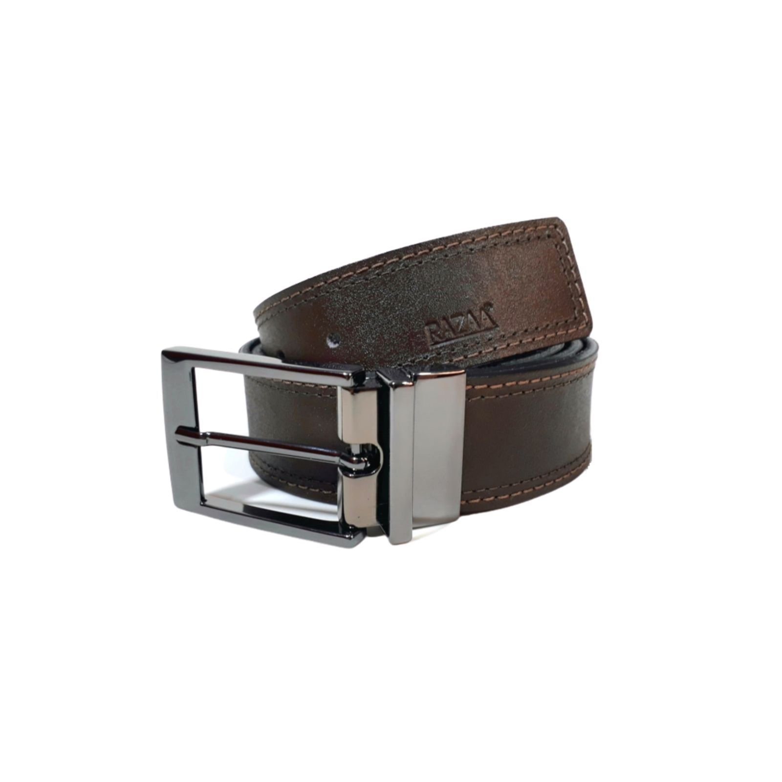 Cinto Masculino Marrom em Couro Dupla Face Ajustável Razaa Marrom
