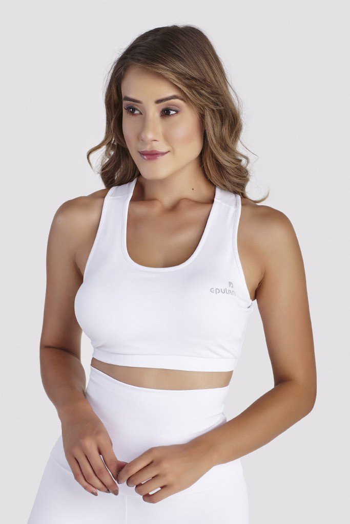 Top Branco Poliamida Com Bojo Removível UV50 Epulari Branco