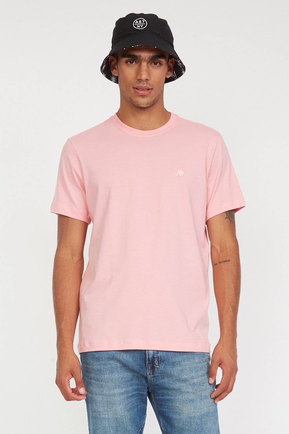 Camiseta Masculina Básica Manga Curta Logo A87 Aeropostale Rosa
