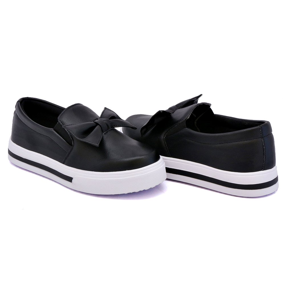 Slip On Casual Yoyo Store com Laço e Sola Alta Reta Detalhe Listra sem ...