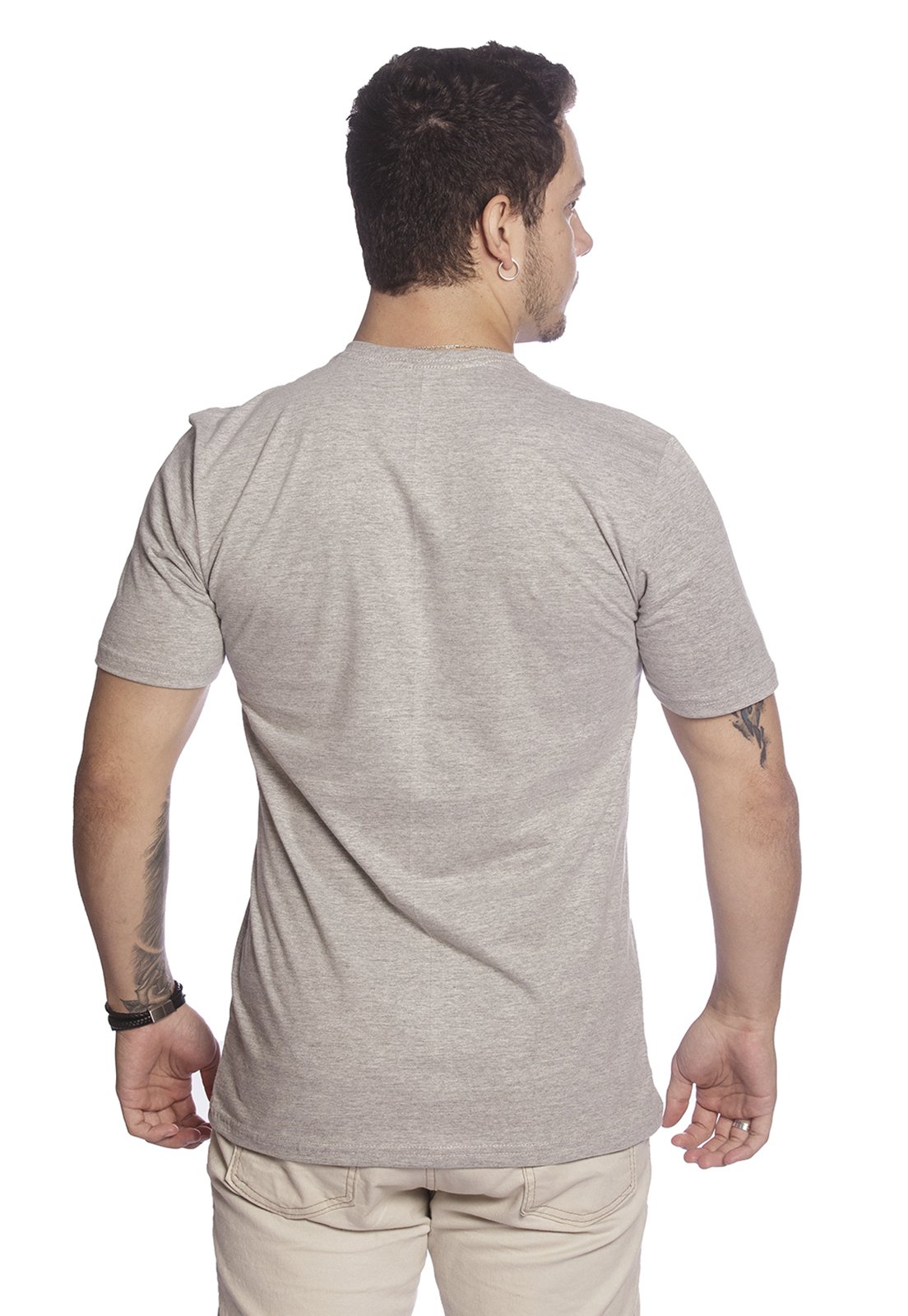 Camiseta Casual Estampada Yoyo Store Gola Redonda em Algodão Cinza