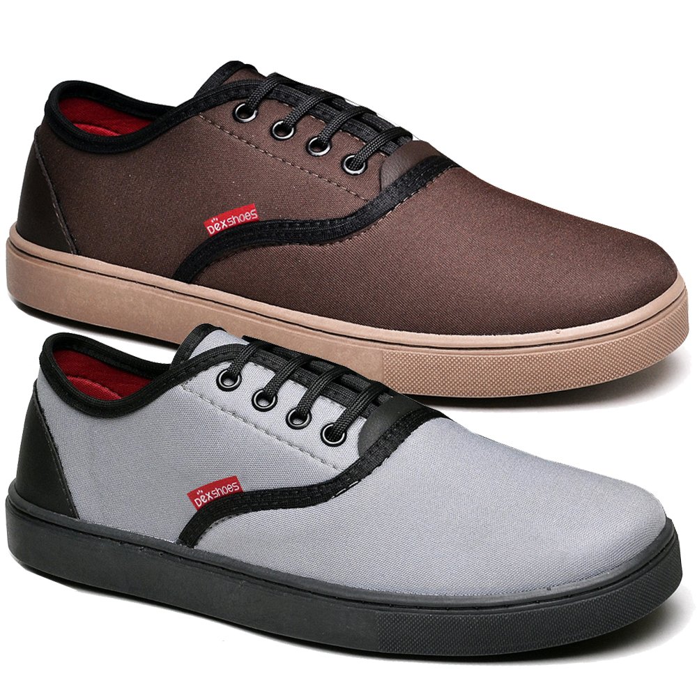 Kit 2 Pares Sapatênis Basico Dex Shoes com Recortes e Cadarço Sola ...