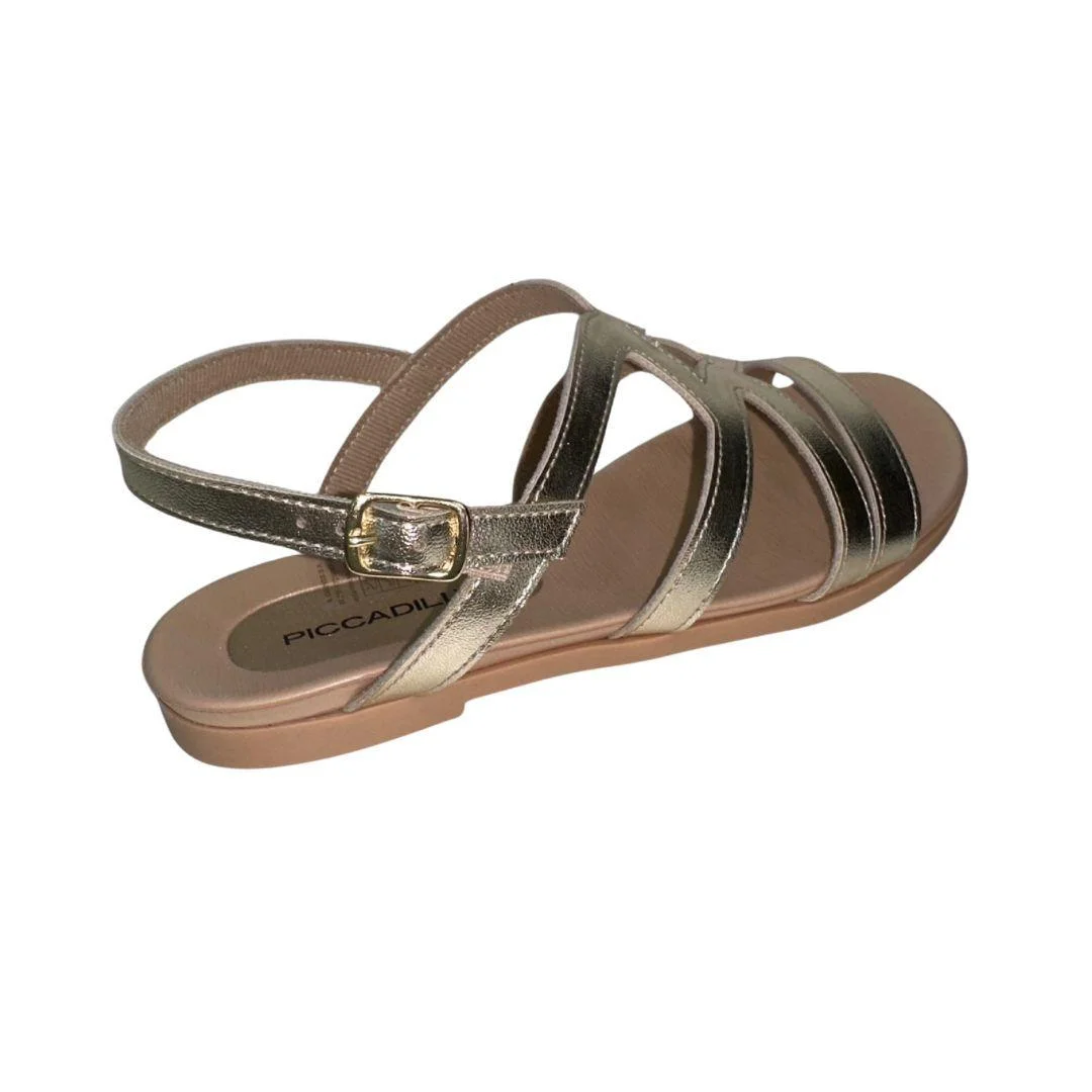 Sandália Feminina Piccadilly Rasteirinha Tiras Trançadas Dourado
