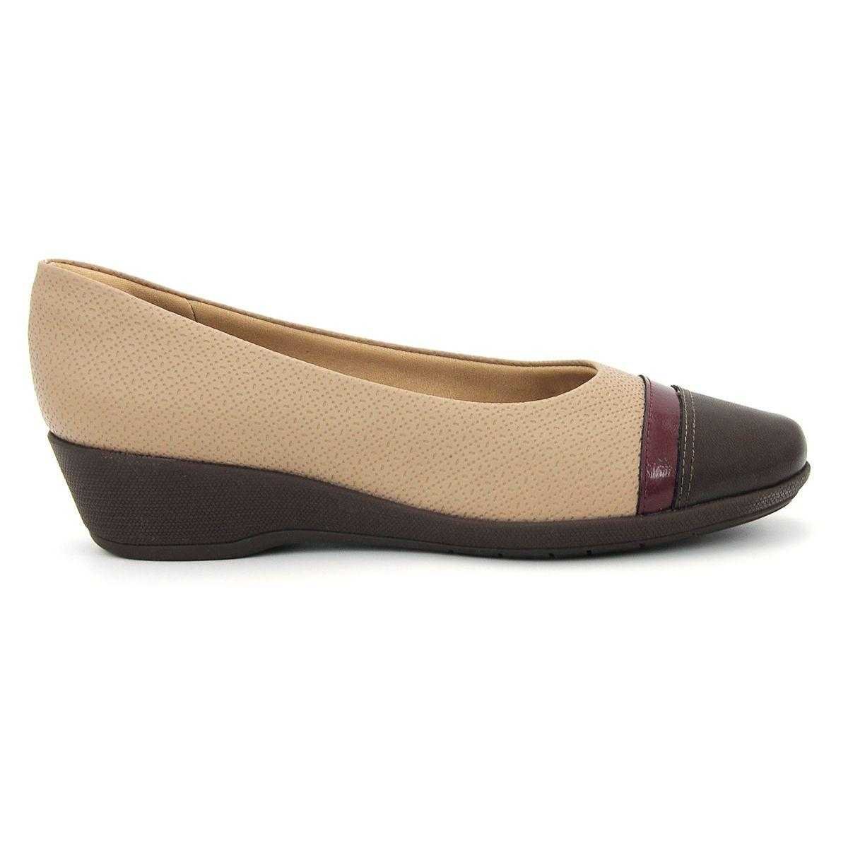 Sapatilha Feminina Piccadilly Salto Baixo Anabela Bege
