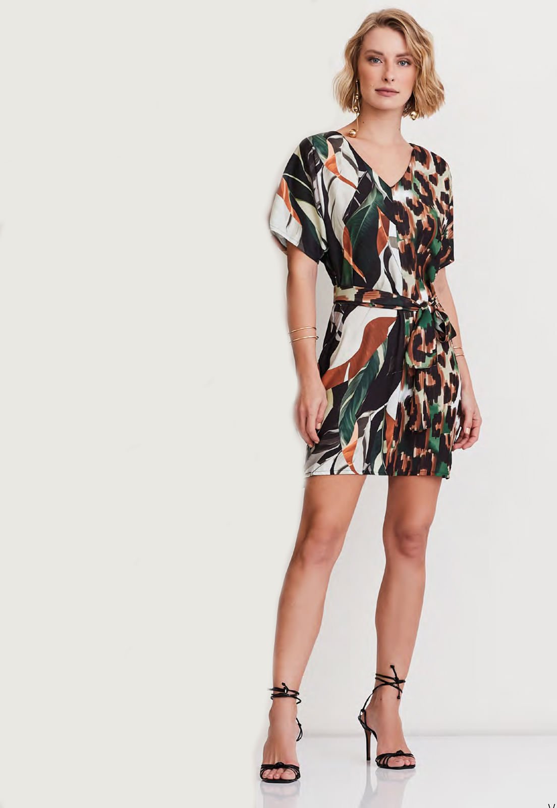Vestido Curto Estampado Verde Verde