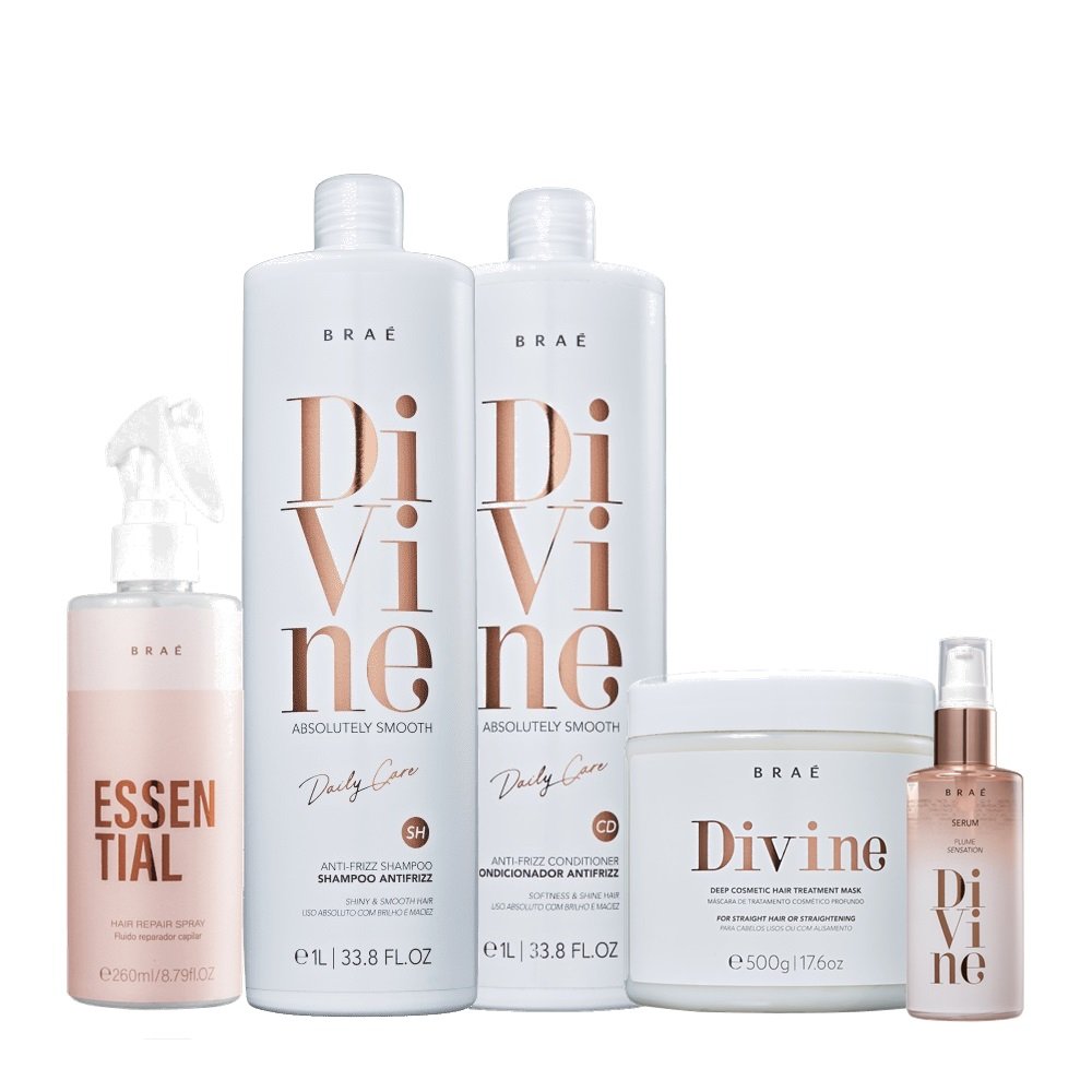 Brae Divine Shampoo+Condicionador 1L+Mascara 500g+Essential 260ml+Serum ...