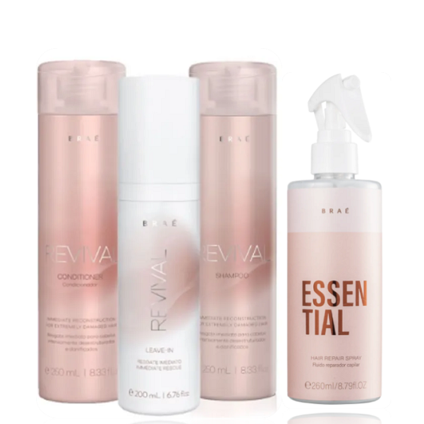 Brae Revival Shampoo + Condicionador 250ml + Leave-in 200ml+Essential ...