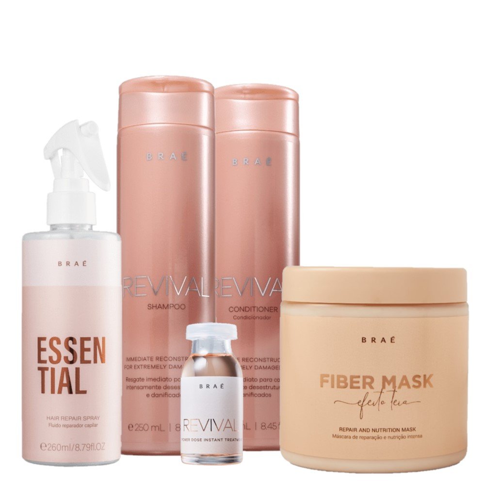 Kit Brae Revival Reparacao Essential Fiber Mask Power (5 Produtos) ÚNICO